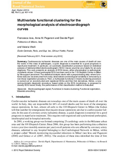 multivariate functional clustering for the analysis of ecg curves