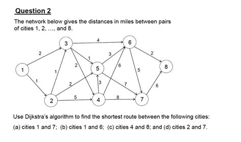 Question 2 The Network Below Gives The Distances In Miles Between Pairs