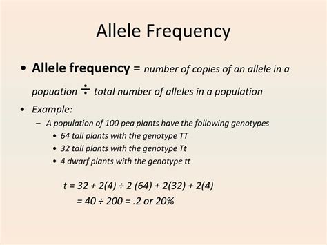Genotype Frequency Vs Allele Frequency