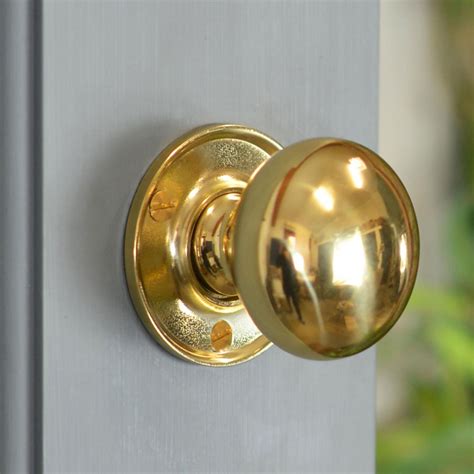 50mm Round Polished Brass Door Knobs Black Country Metalworks