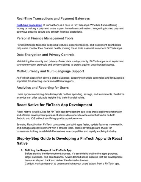 React Native For Fintech A Complete Development Guide Pdf Web Development Internet