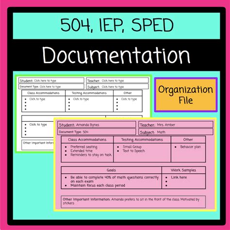 Iep 504 Sped Accommodation And Goals Tracker Documentation Organizer Made By Teachers