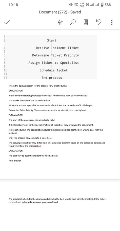[solved] Create The Bpmn Diagram For The Process Flow Of Scheduling An Incident Ticket By The