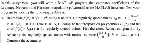 Solved N In This Assignment You Will Write A MATLAB Chegg