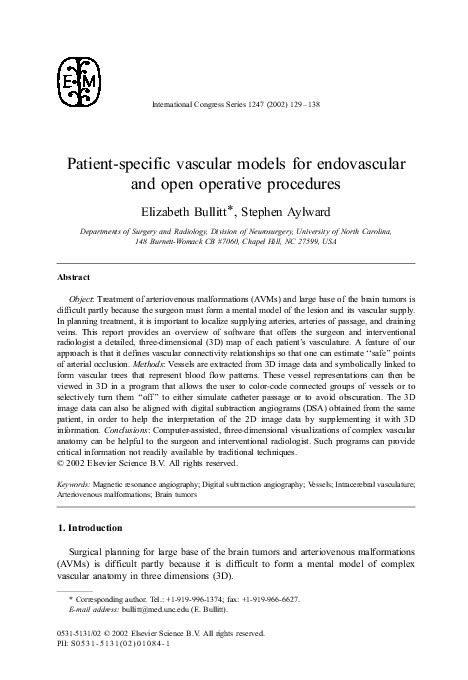Pdf Patient Specific Vascular Models For Endovascular And Open