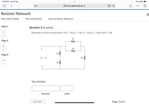 Solved Determine Rt For The Network Below If Chegg Com