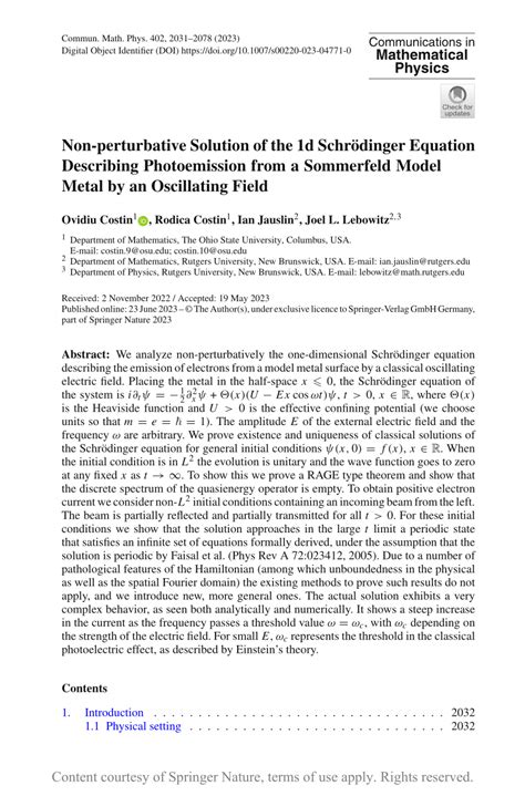 non perturbative solution of the 1d schrödinger equation describing