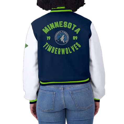 Woolleather Nba Minnesota Timberwolves Navy And White Varsity Full Zip