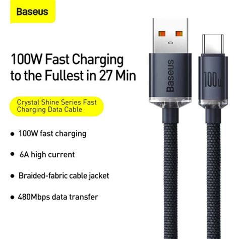 Jual Baseus Kabel Data Charger Crystal Shine W A Usb To Type C Braided Biru Kab