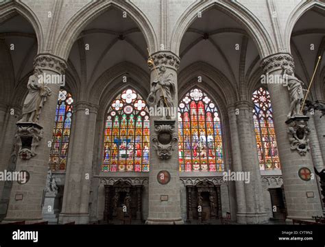 Brussels June 22 Nave Of Cathedral Of Saint Michael And Saint Gudula