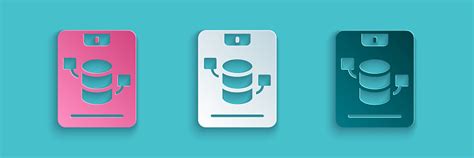 파란색 배경에서 격리된 서버 데이터 웹 호스팅 아이콘을 용지 잘라냅니다 종이 아트 스타일 벡터 3차원 형태에 대한 스톡 벡터