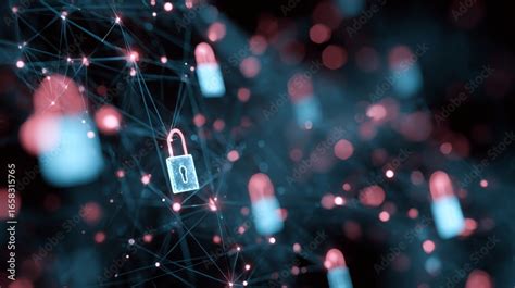 Cybersecurity Concept With Digital Padlocks And Futuristic Network Protection On A Glowing Blue