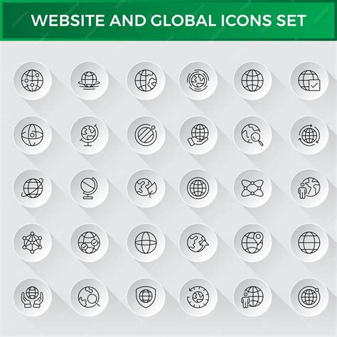 Premium Vector Website And Global Line Icon Collection World Map Connections Global Business