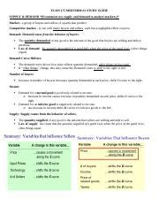 ECON MIDTERM Docx ECON MIDTERM STUDY GUIDE SUPPLY DEMAND Economists Use Supply