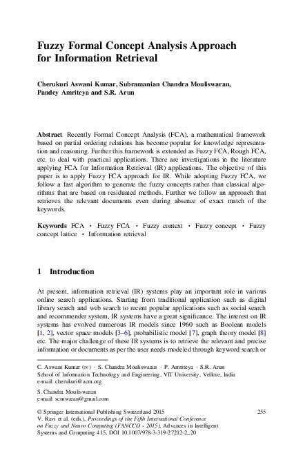 Pdf Fuzzy Formal Concept Analysis Approach For Information Retrieval