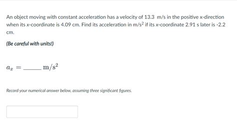 solved an object moving with constant acceleration has a