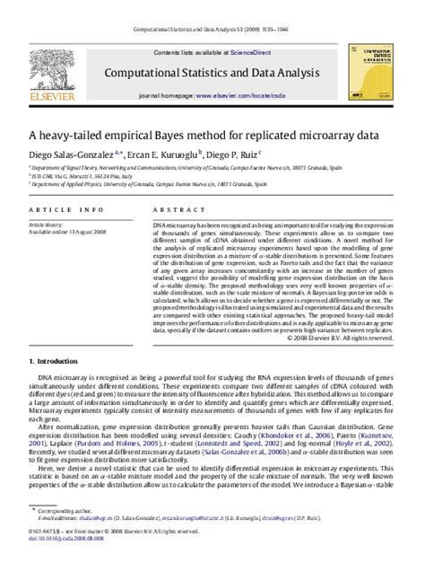 Pdf A Heavy Tailed Empirical Bayes Method For Replicated Microarray Data