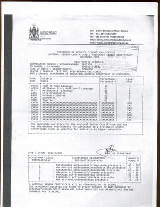 Matric Statement PDF