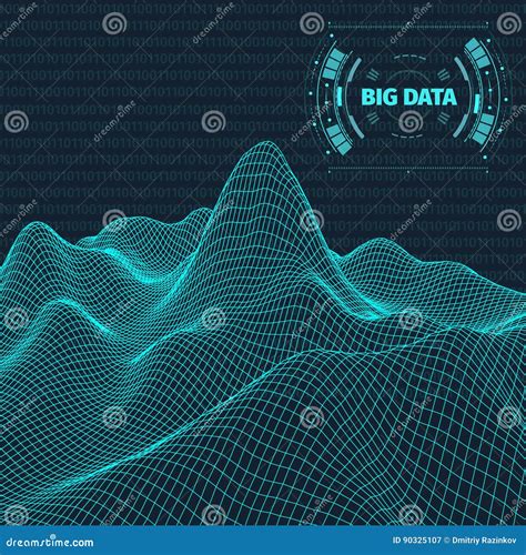 Computer Generated Binary Code Landscape On Black Background Big Data