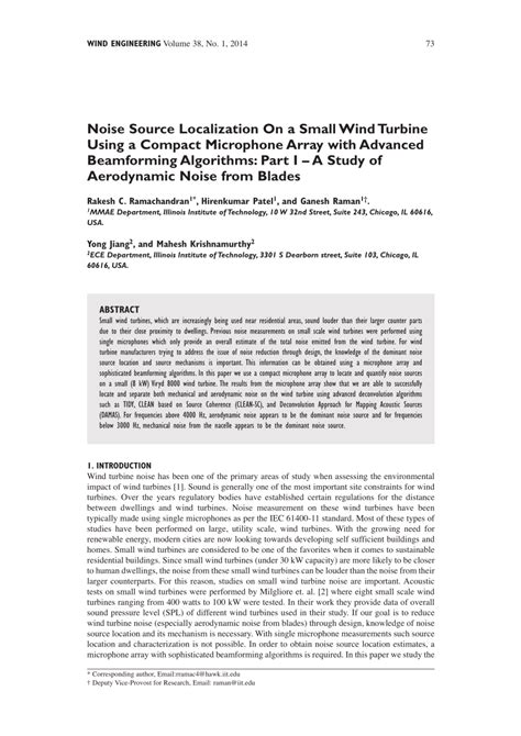 Pdf Noise Source Localization On A Small Wind Turbine Using A Compact
