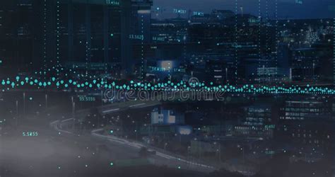 Image Of Data Processing And Blue Lights Over Cyber Attack Warning Stock Illustration