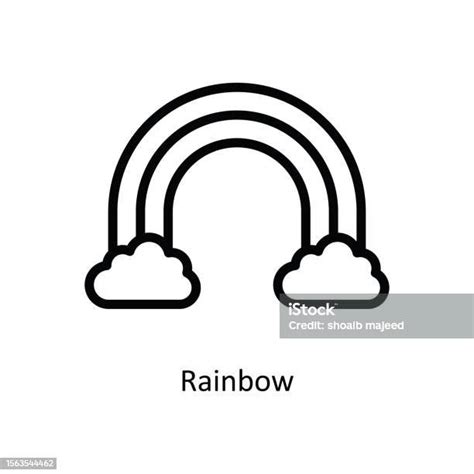 레인보우 벡터 개요 아이콘 디자인 그림입니다 자연과 생태 흰색 배경에 기호 Eps 10 파일 곡선에 대한 스톡 벡터 아트 및