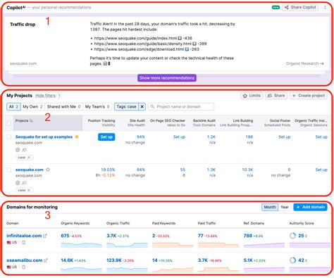projects dashboard widgets