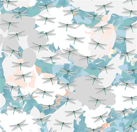 Dragonfly Pattern Seamless Vector Illustration Insect Pattern