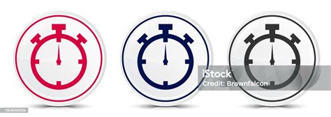 스톱워치 아이콘 크리스탈 플랫 라운드 버튼 세트 일러스트 디자인 0명에 대한 스톡 벡터 아트 및 기타 이미지 0명 개념 개념과 주제 Istock