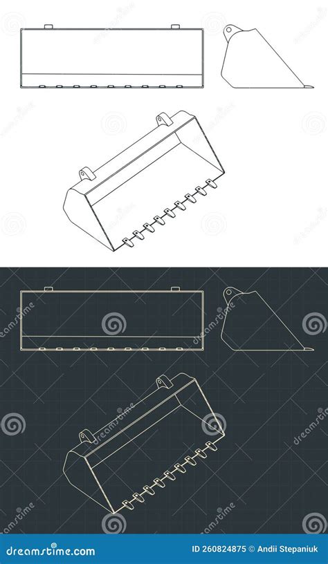 loader bucket blueprint stock vector illustration of rock 260824875