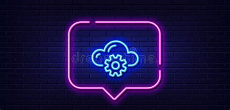 Cloud Computing Process Line Icon Internet Data Storage Sign Neon Light Speech Bubble Vector