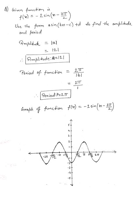[solved] For The Function F X −2sin X−3π 2 Determine Its Amplitude