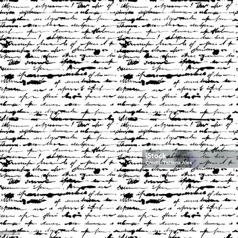 읽을 수없는 문자의 원활한 패턴 흑백 필기 서예 잉크에 여성 필기 벡터 그림입니다 필기에 대한 스톡 벡터 아트 및 기타 이미지