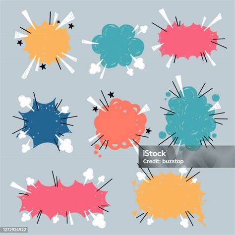 손 그리기 프레임 테두리 빈 음성 거품 풍선의 컬렉션 세트 생각 소리 말 이야기 텍스트 상자 배너 파스텔 색상 인용 부호에 대한