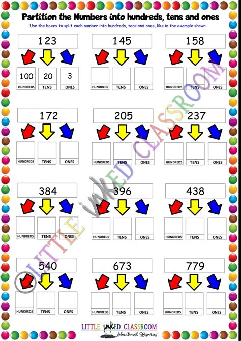 Partitioning Into Hundreds Tens Ones Reusable Educational Etsy