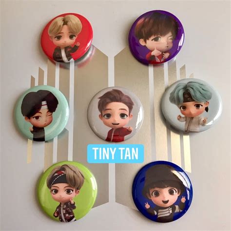 Bts Island Tiny Tan Bt21 Badge Reels With Swivel Back Etsy