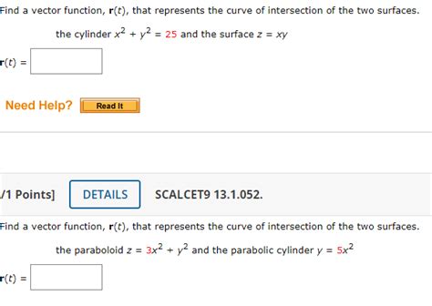 Solved Find A Vector Function R T That Represents The Chegg Com