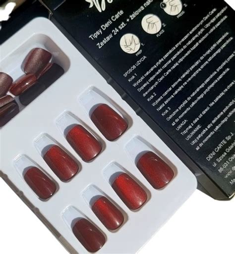 Deni Carte 7417 Изкуствени нокти Червено котешко око 24 бр Makeup Bg