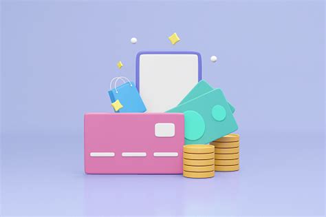 스마트폰 지폐 동전 더미 쇼핑백 신용카드를 포함한 플로팅 요소를 사용하여 현대 쇼핑 및 결제 방법의 용이성과 보안을 보여주는