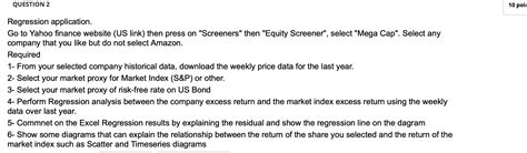 Solved Regression Application Go To Yahoo Finance Website