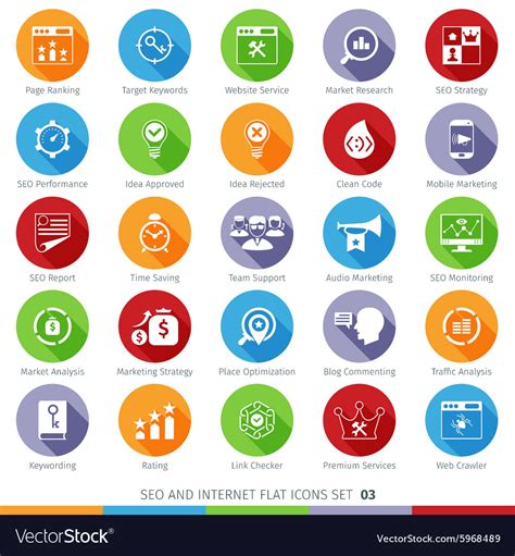 Seo Icons Set 03f Royalty Free Vector Image Vectorstock