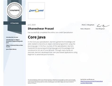 Finished Coursera Core Java Specialization Dhaneshwar Prasad Posted On The Topic Linkedin