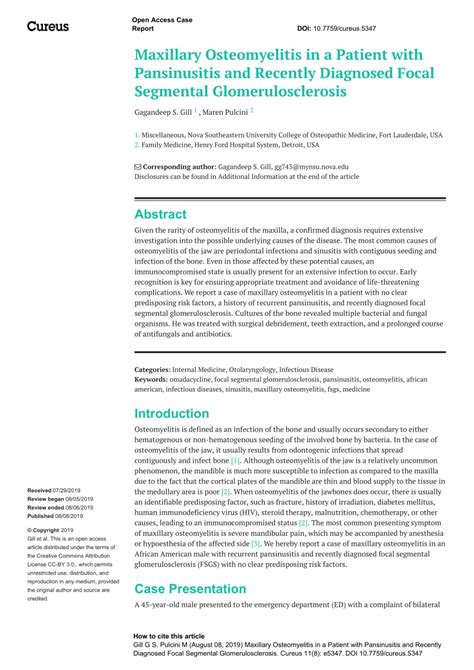 Pdf Maxillary Osteomyelitis In A Patient With Pansinusitis And Recently Diagnosed Focal