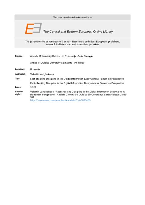 Pdf Fact Checking Discipline In The Digital Information Ecosystem A
