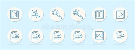 file and media set icon document search play and pause stock vector illustration of pause
