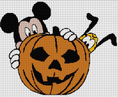 Mickey Mouse And Pluto Halloween Pumpkin Chart Graph And Row By Row Written Instructions