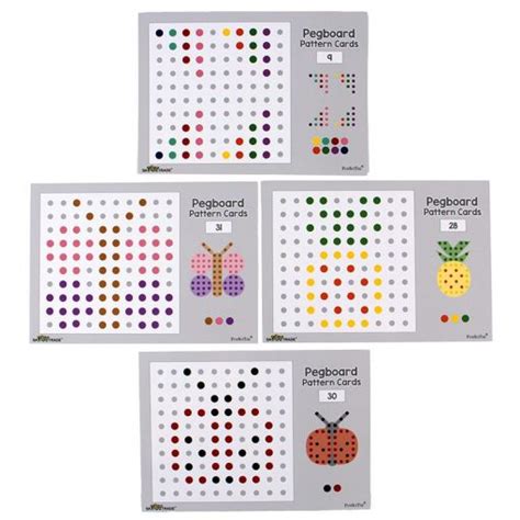 Pegboard Pattern Cards A5 16pc 10 Colour Funscitek