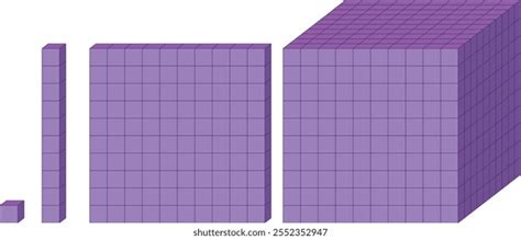 Purple Blocks Illustrating Mathematical Concepts Dimensions Stock Vector Royalty Free