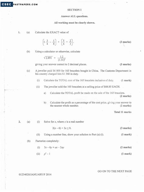 Csec Maths Jan 2014 Paper 2 Pdf