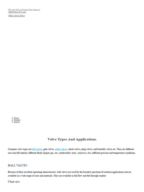 Valve Types And Applications Relia Valve Pdf Valve Gas Technologies